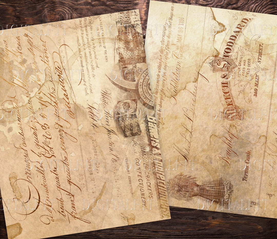 Coffee Stained Pages, PDF, Vintage Collage Paper, 8.5x11 Digital ...