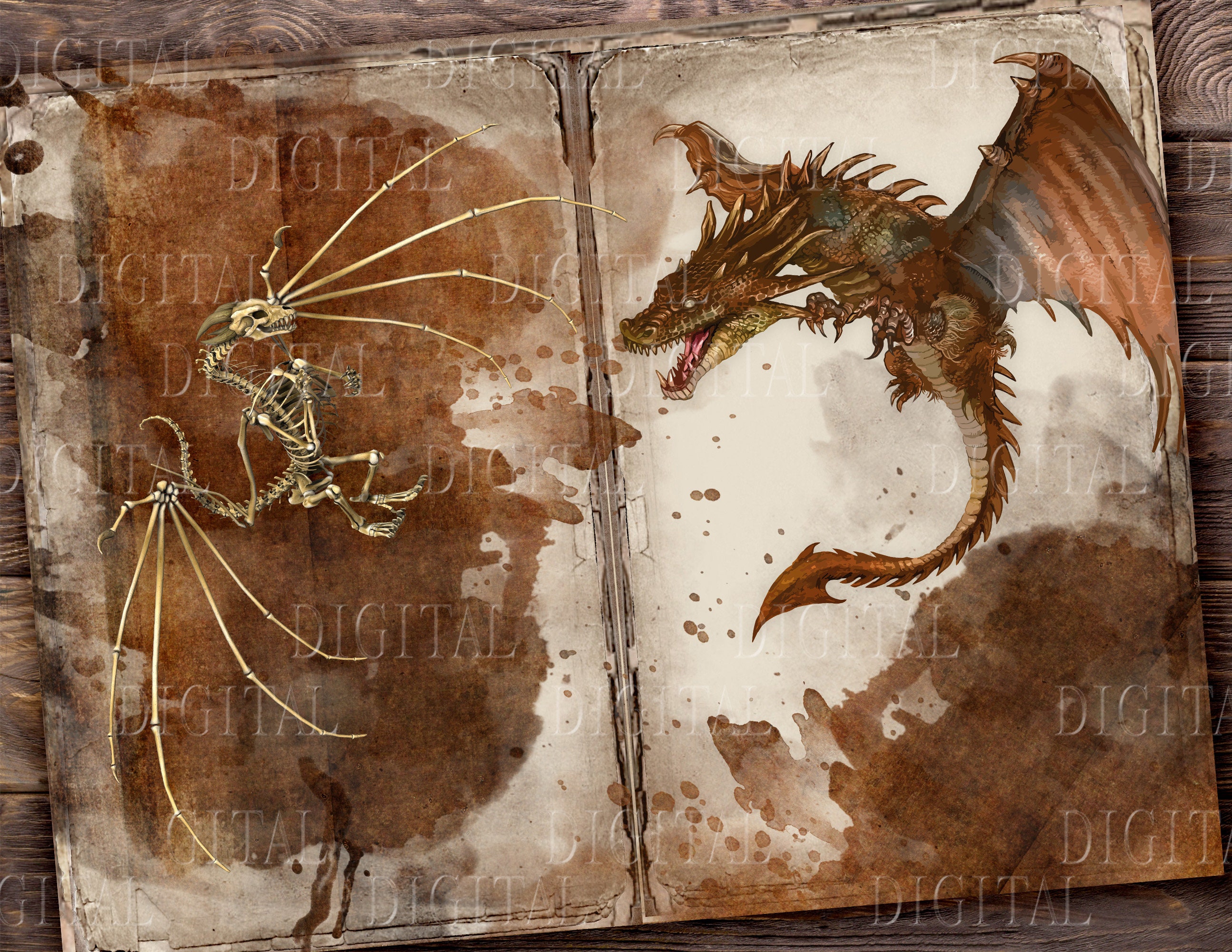 Dragon Junk Journal Printable Pages Dragon Digital Paper - Etsy