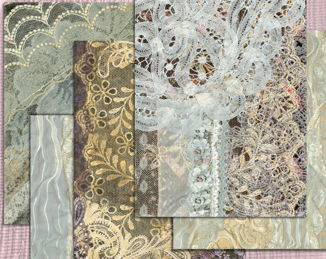 Vintage Lace Digital Paper: Junk Journal Kit (set of 5) (digital ...