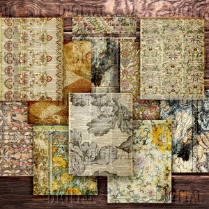 Vintage Digital Paper, 10 Scrapbook Collage Sheets, Digital Pages Pack ...