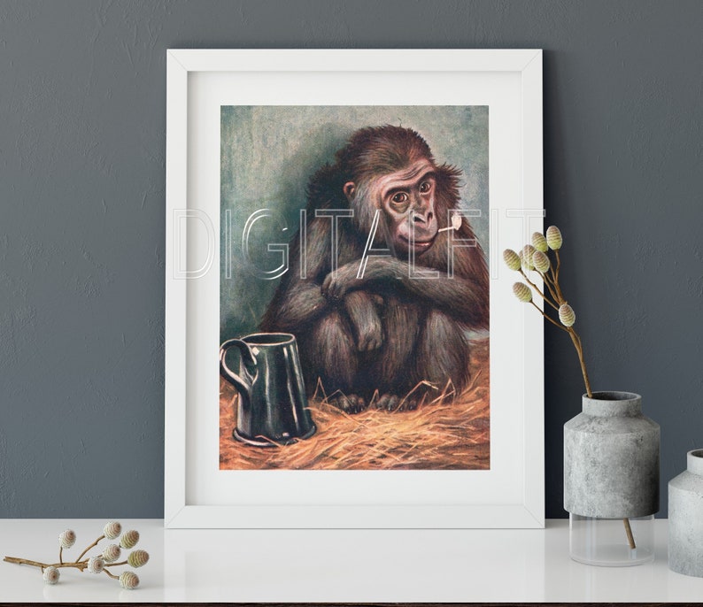 Funny Smoking Monkey Printable Digital Art Smoking Chimp | Etsy