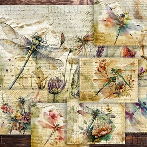 Dragonflies Digi Kit, Dragonfly Papers, Dragonfly Junk Journal Printable, Digital Pages, PDF - Etsy