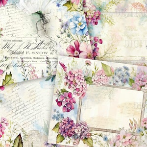 Decorative Paper, 10 Junk Journal Pages, Digital Scrapbooking, 11" X 8. ...