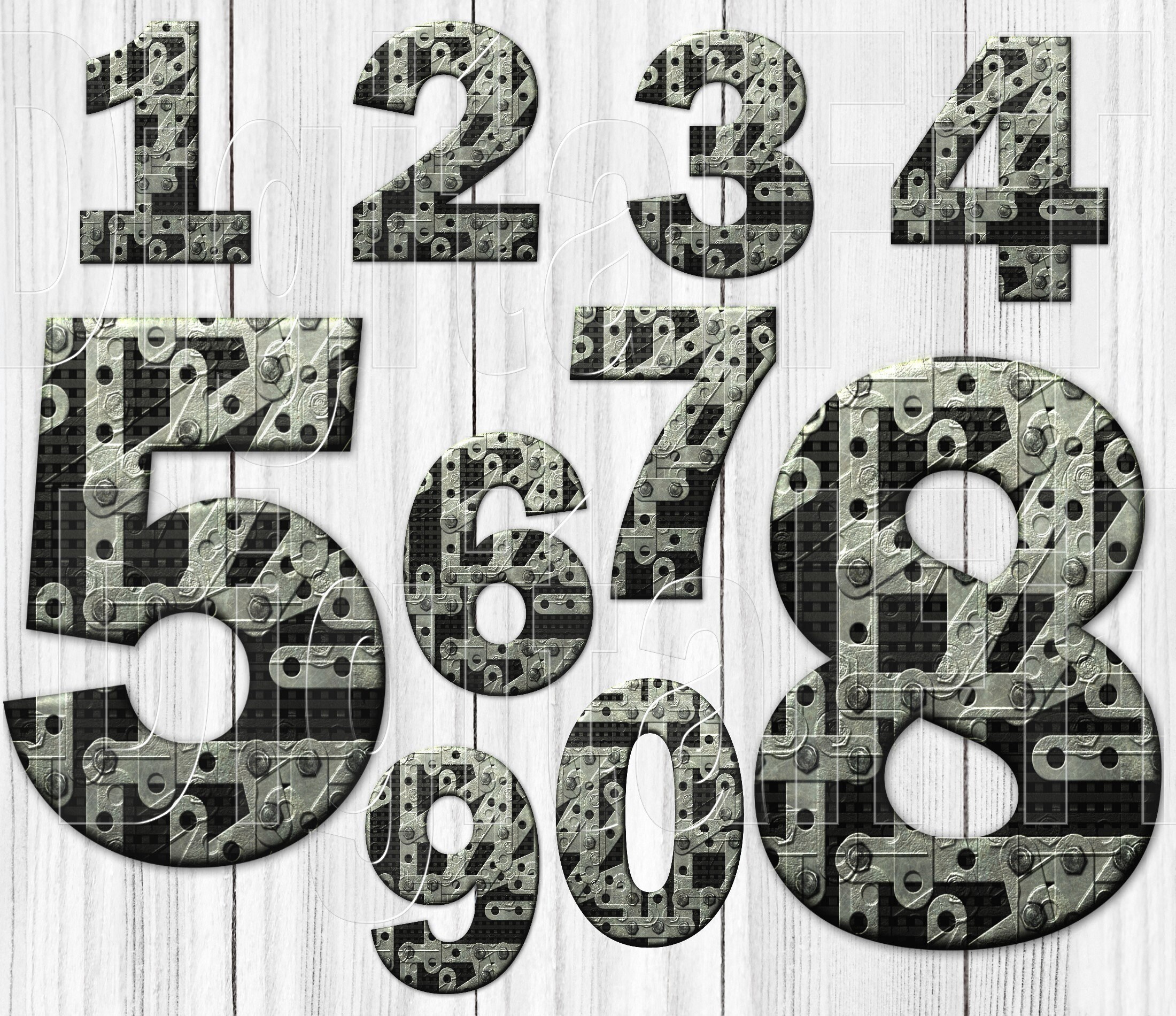 Steampunk Digital Numbers Steampunk Art PNG - Etsy