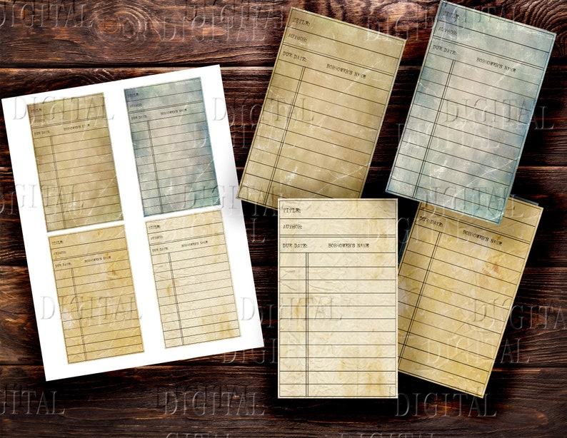 Aged Printable Library Cards 20 Old Shabby Cards Vintage Art - Etsy