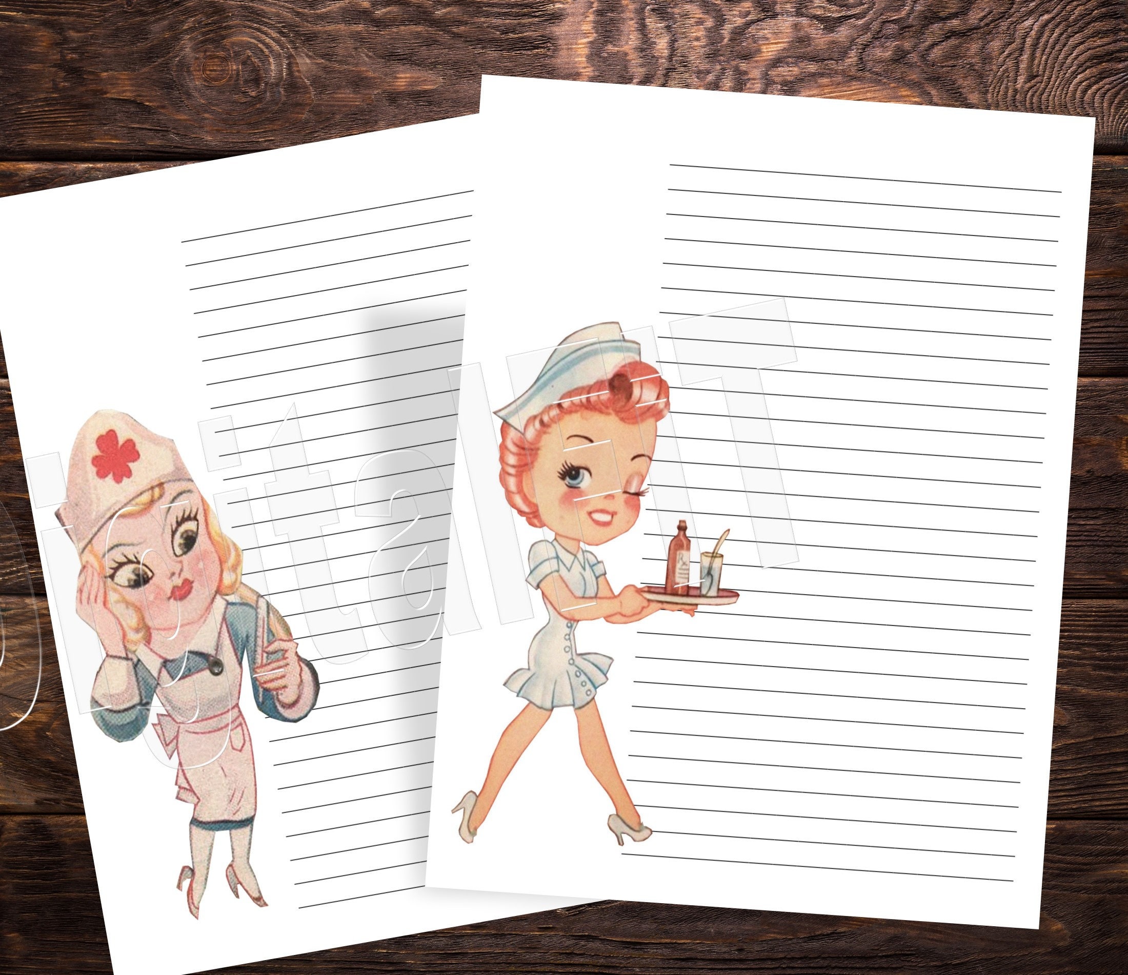 Digital Vintage Nurse Writing Paper JPG PDF | Etsy
