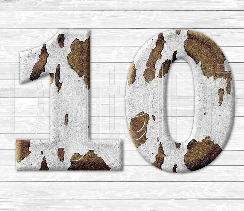 Distressed Numbers Peeling Wood Grunge Digital Numbers | Etsy