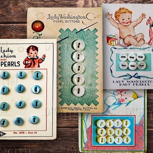 Sewing Ephemera Pack, 23 Vintage Buttons Printable Cards, Digital Craft ...