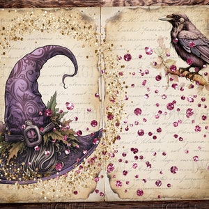 Halloween Junk Journal Pages, Digital Scrapbook Paper Kit, Spooky ...