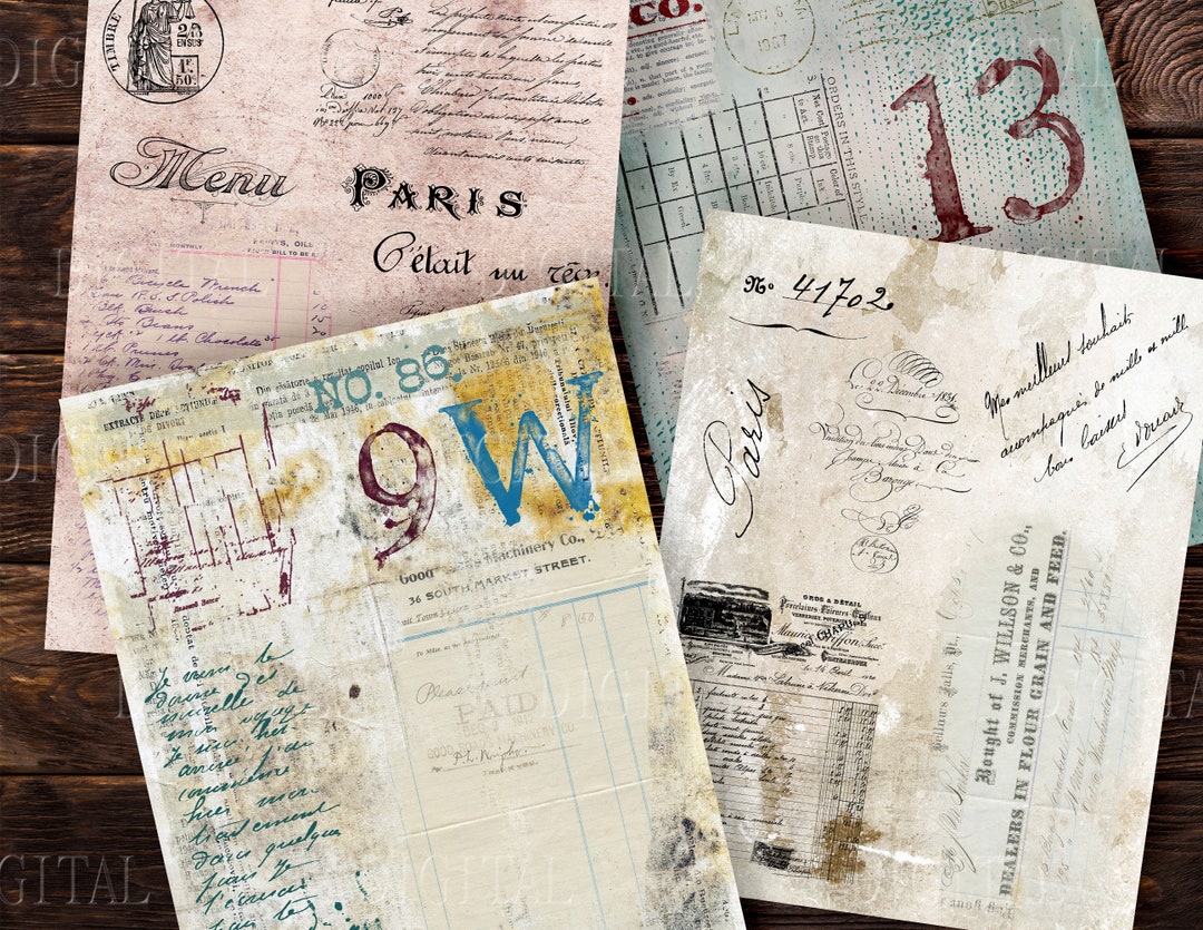 Stamped Paper for Tearing, Junk Journaling Digitals Tidbits, Junk ...