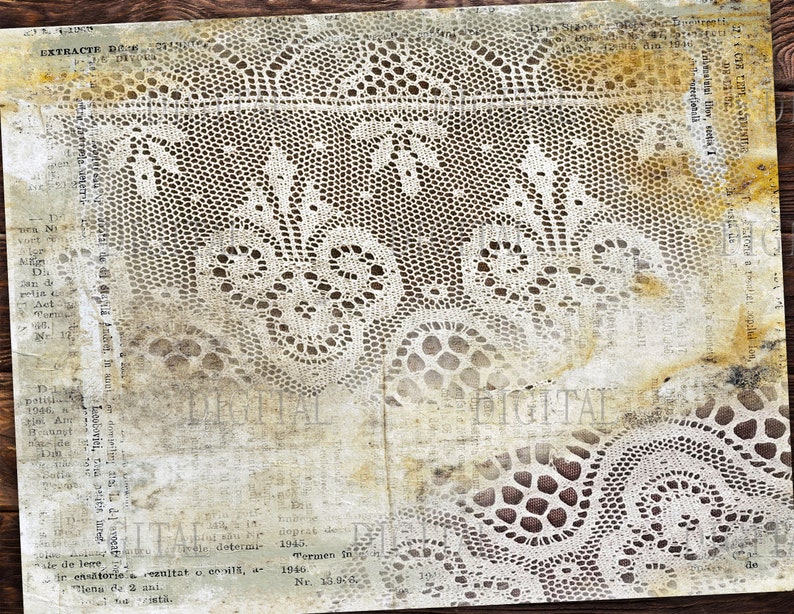 Antique French Lace Junk Journal Pages: Floral Collage Sheets (PDF ...