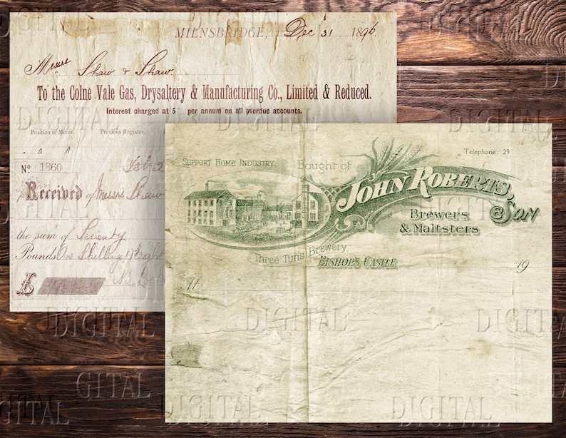 Antique Receipts & Ledgers Vintage Paper Journal Backgrounds - Etsy