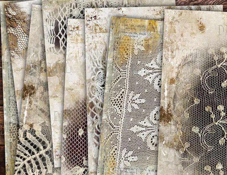 Antique French Lace Junk Journal Pages: Floral Collage Sheets (PDF ...