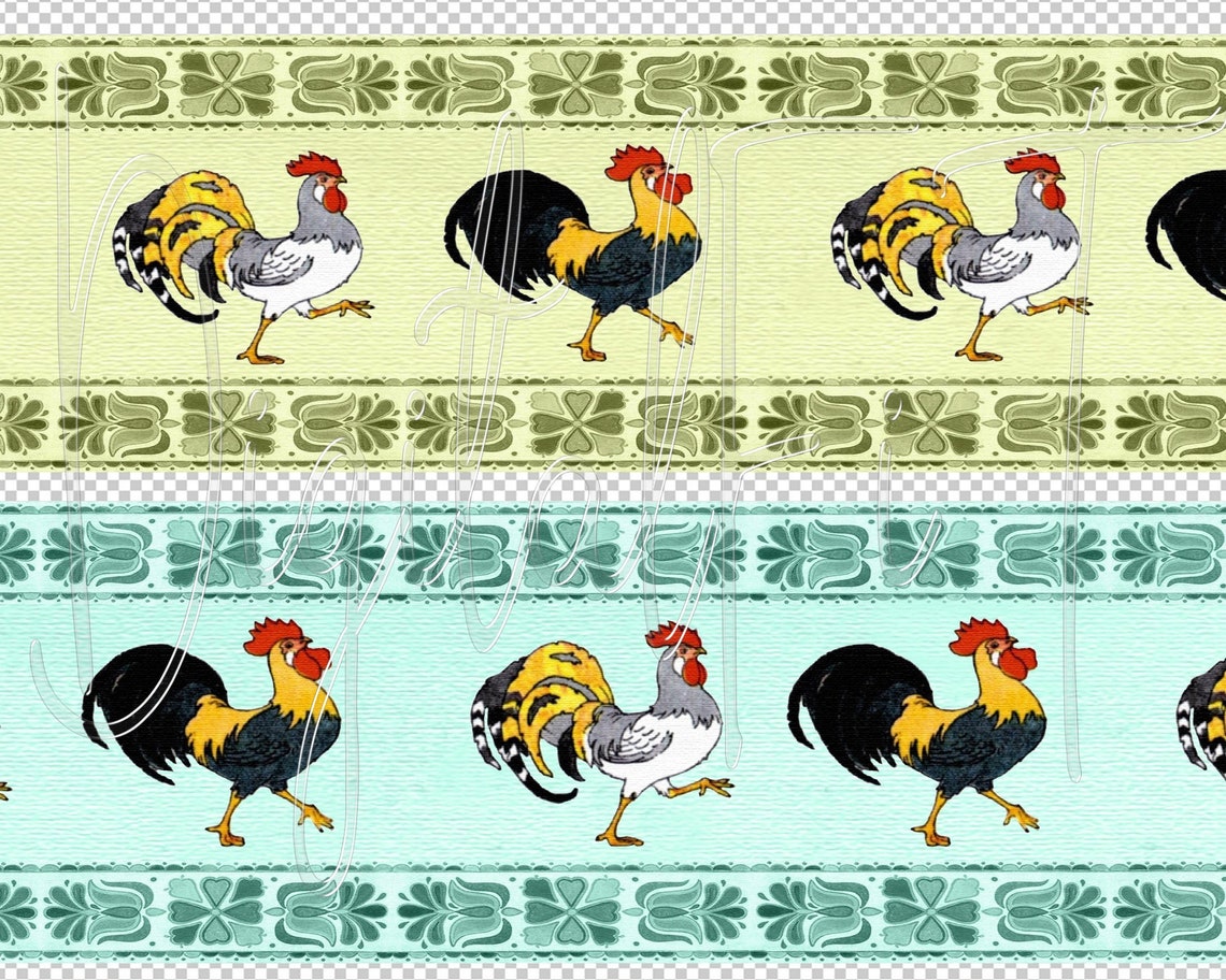 Digital Borders Clip Art Rooster Hen Digital Ribbon Clipart | Etsy