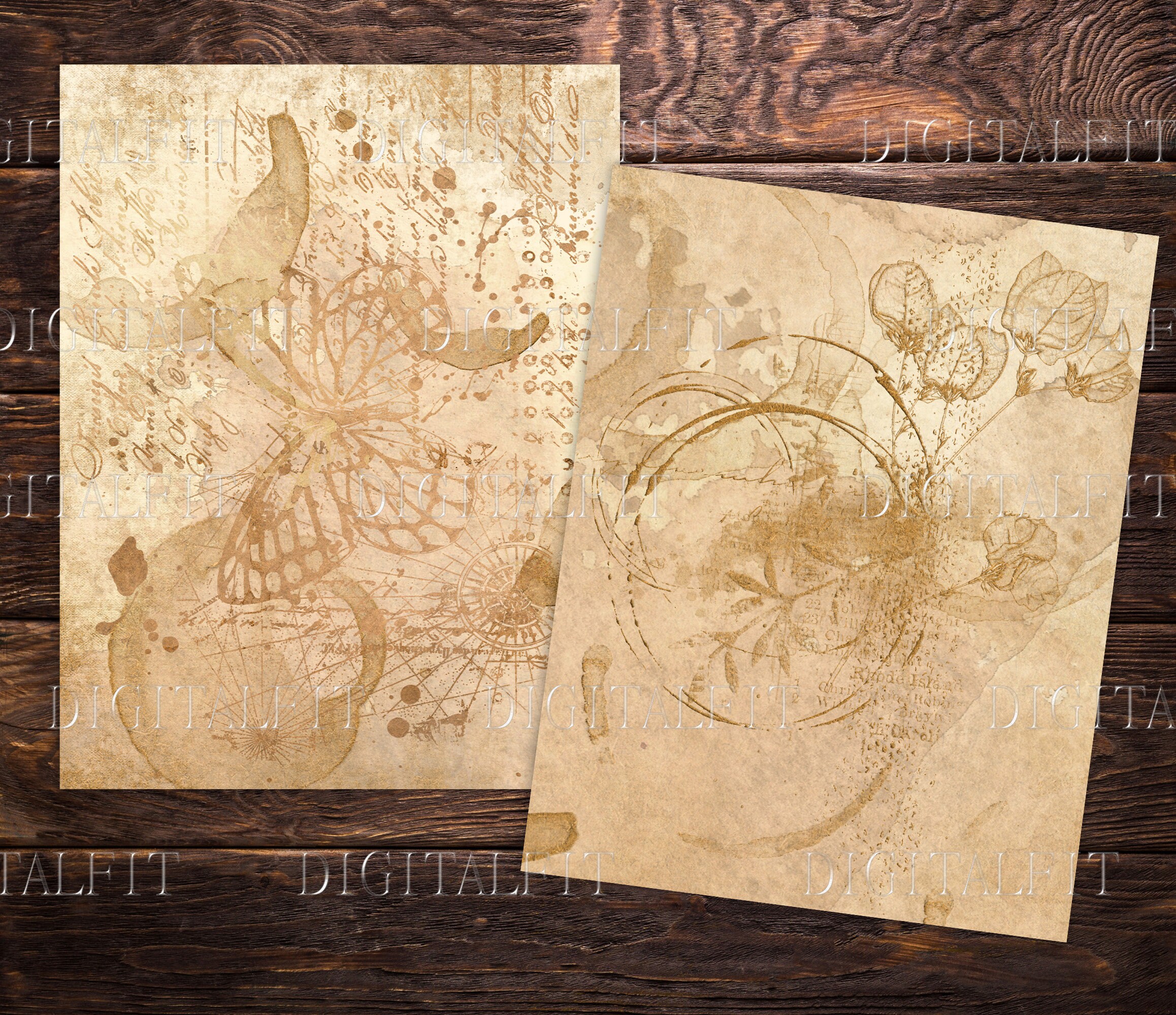 Coffee Stained Paper 14 Digital Coffee Dyed Pages - Etsy