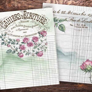 French Roses Printable Ledger Paper, 8 Junk Journal Pages & Ledger ...
