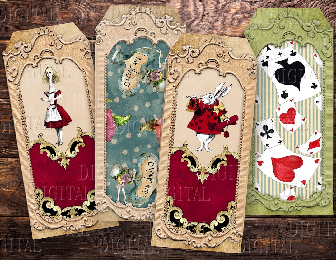 Alice in Wonderland, 16 Printable Tags, Alice Labels, Junk Journal ...