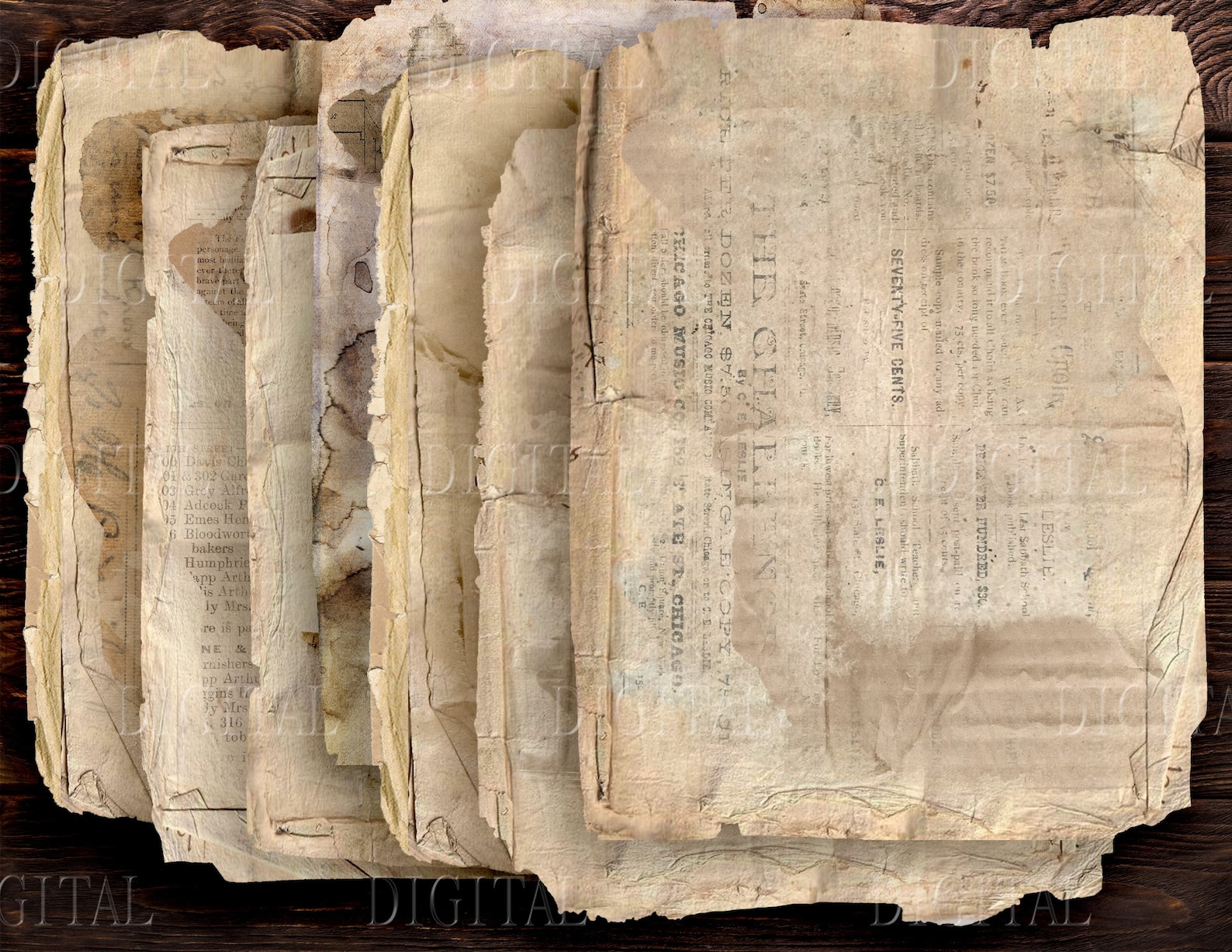 Distressed Aged Paper, 7 Antique Textures Pages, Vintage Background ...