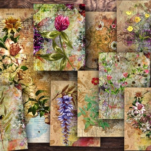Floral Digital Paper, 12 Digital Collage Pages, Printable Junk Journal ...