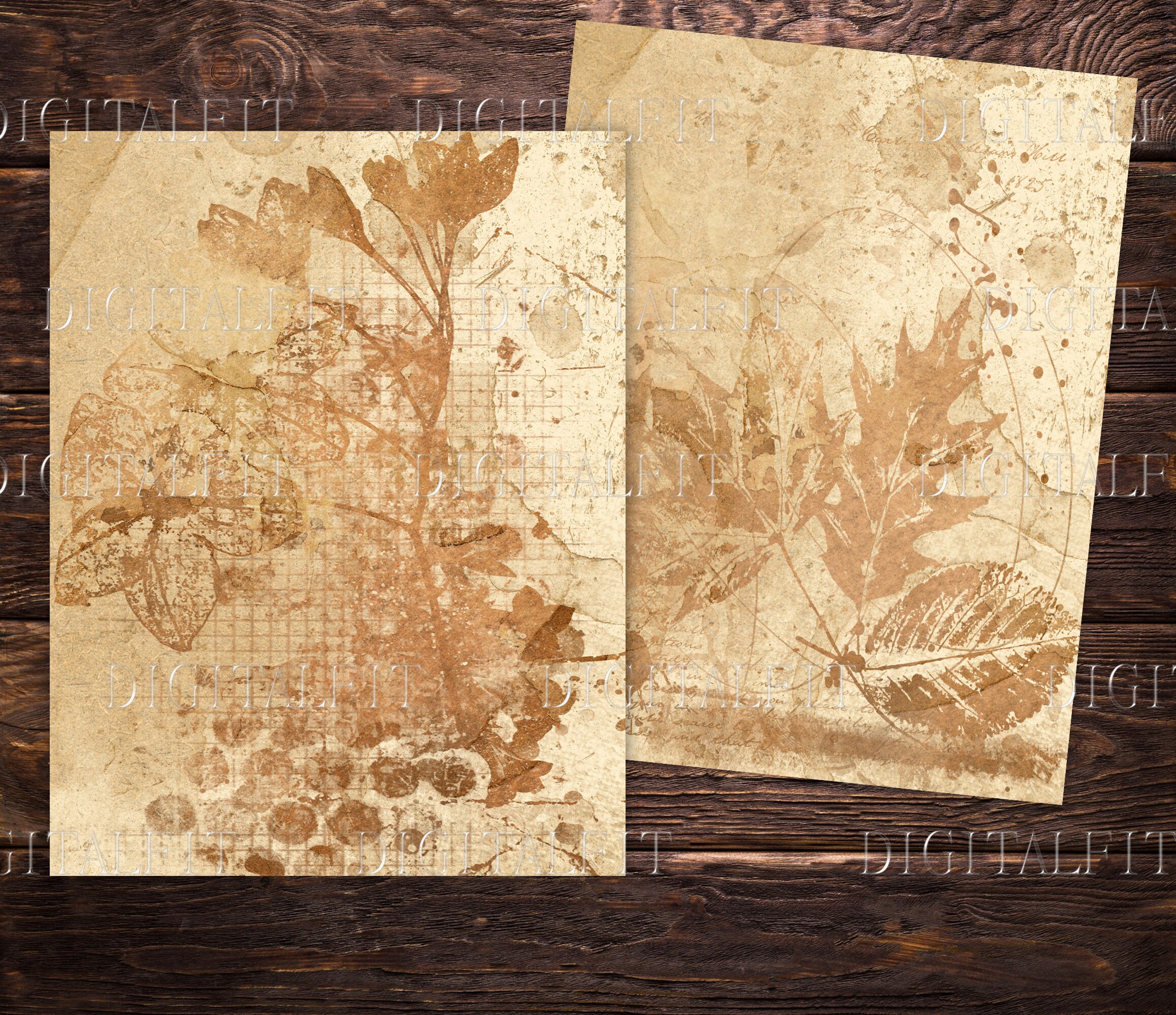 Coffee Stained Paper, 14 Digital Coffee Dyed Pages, 8.5"x11", PDF, Junk ...