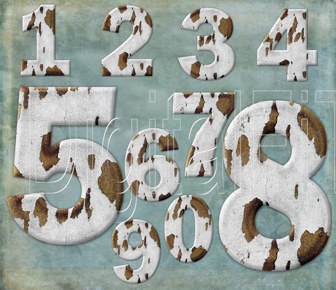 Distressed Numbers Peeling Wood Grunge Digital Numbers - Etsy