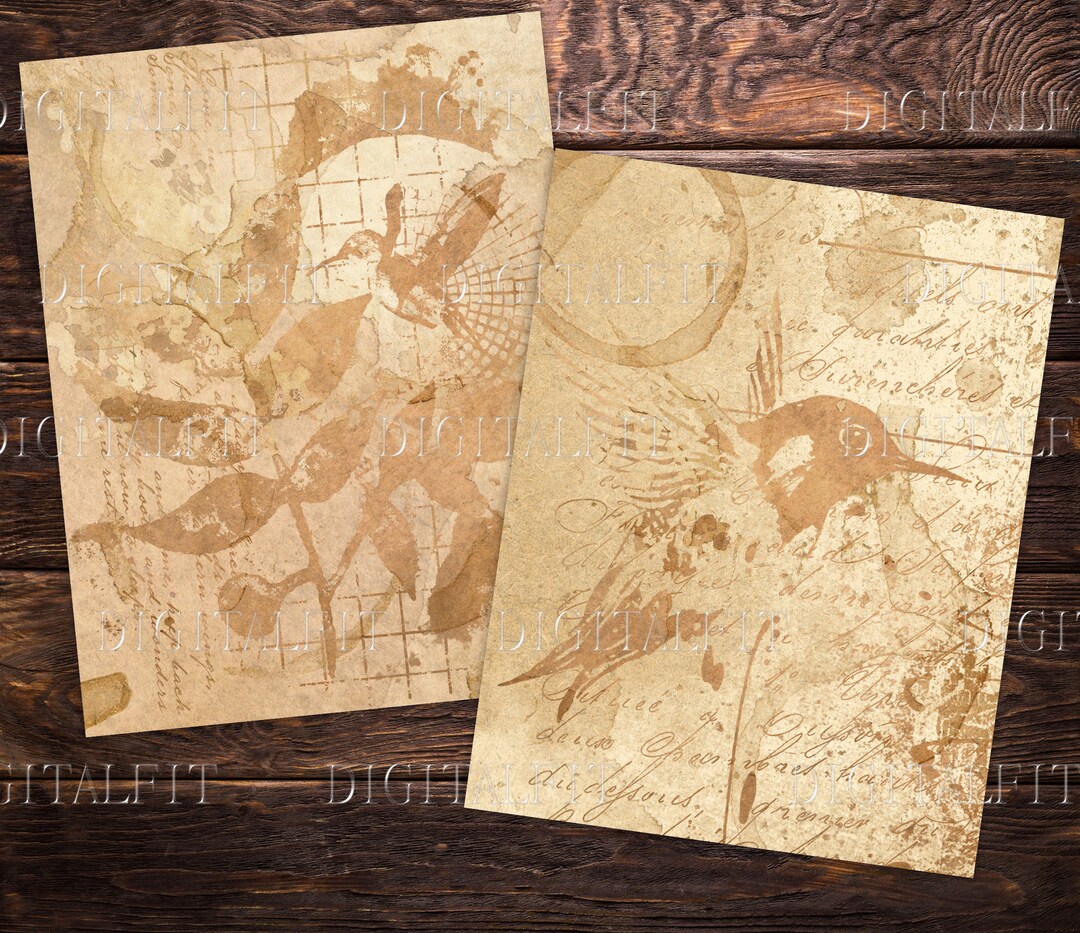 Coffee Stained Paper, 14 Digital Coffee Dyed Pages, 8.5"x11", PDF, Junk ...