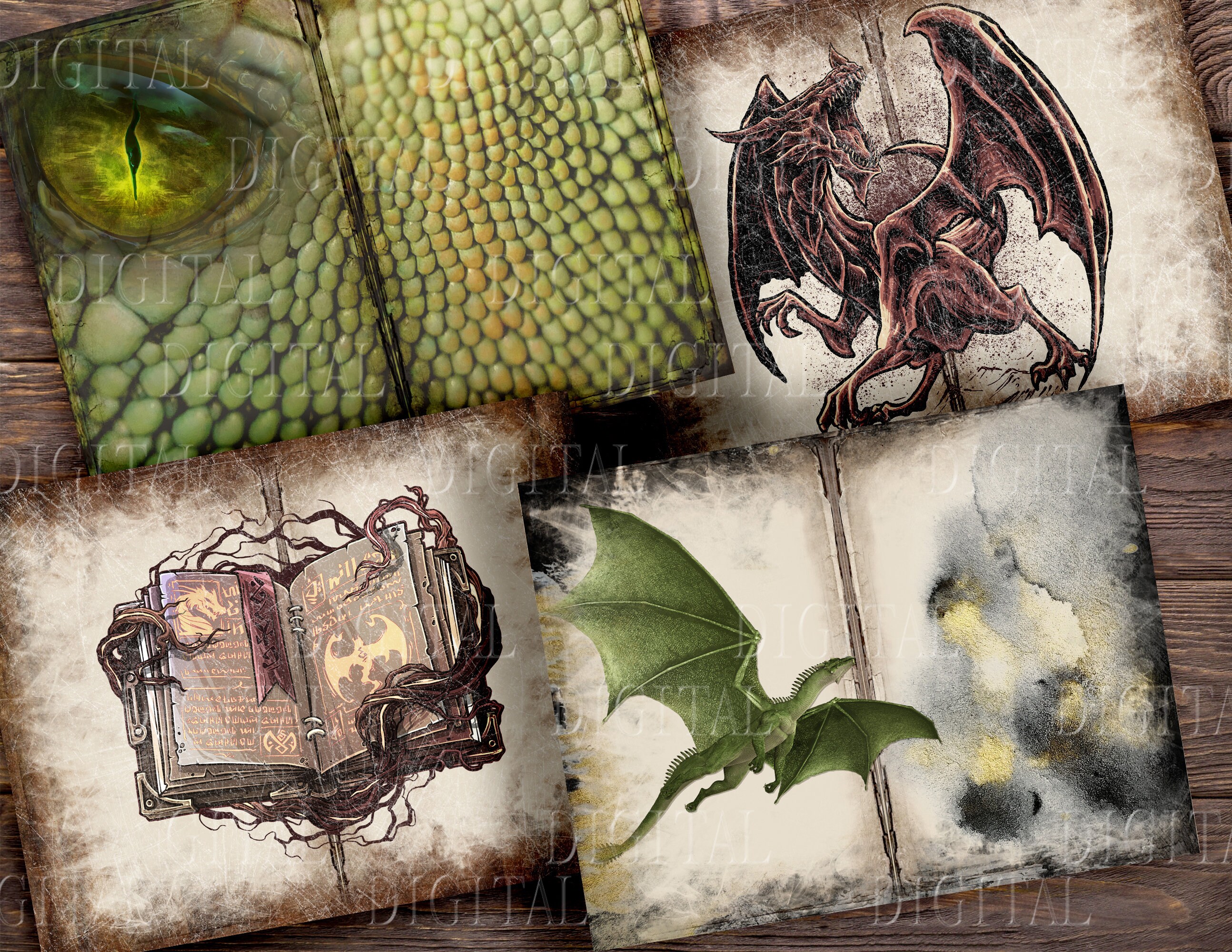 Dragon Junk Journal Printable Pages Dragon Digital Paper - Etsy