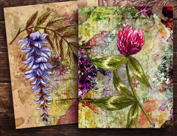 Floral Digital Paper 12 Digital Collage Pages Printable Junk - Etsy