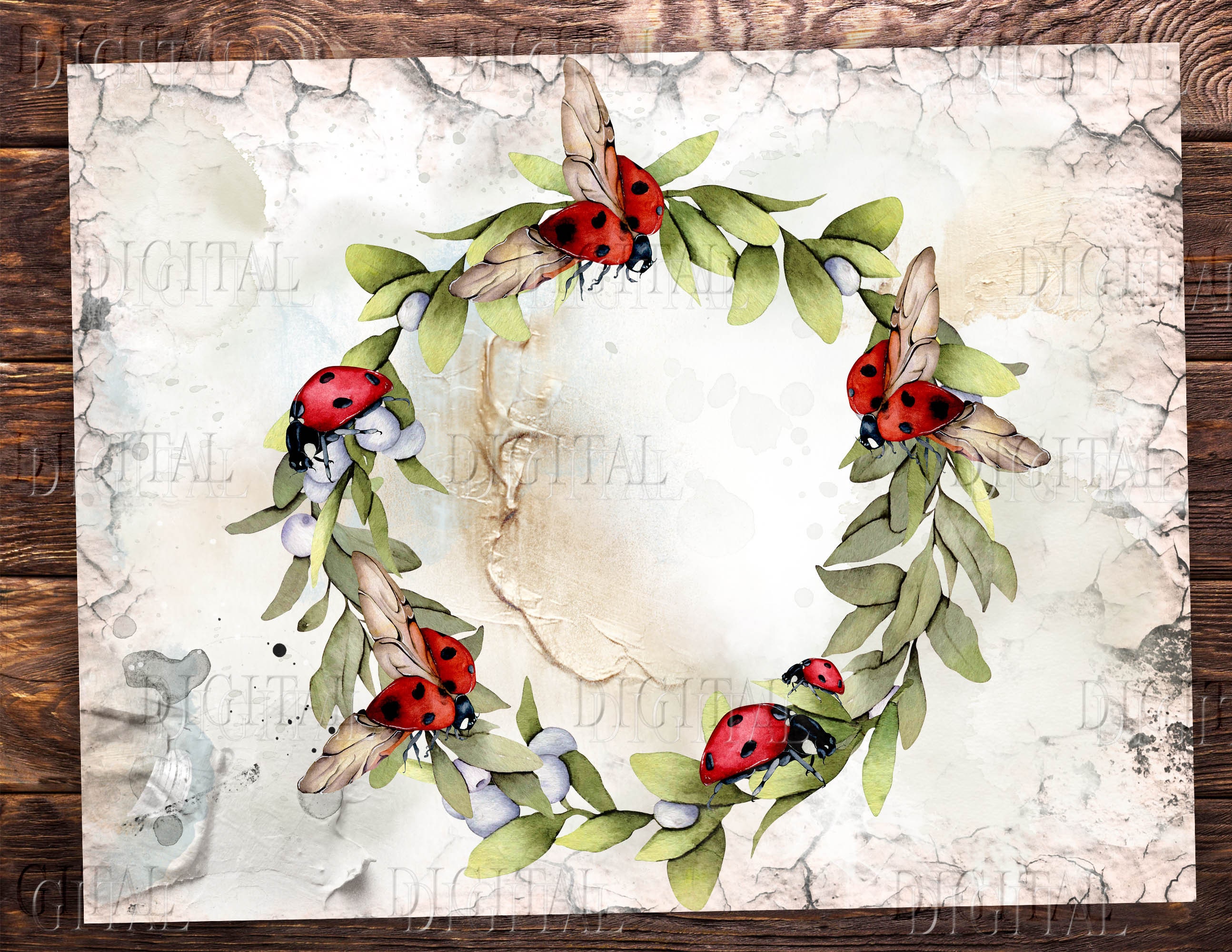 Ladybug Digital Paper: Junk Journal Pages, Invitations (PDF) - Etsy