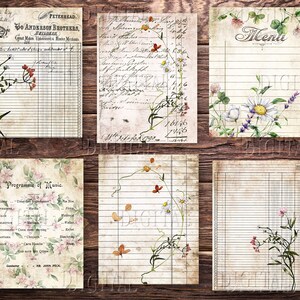 Field Flowers Printable Ledger Paper 6 Junk Journal Pages & - Etsy