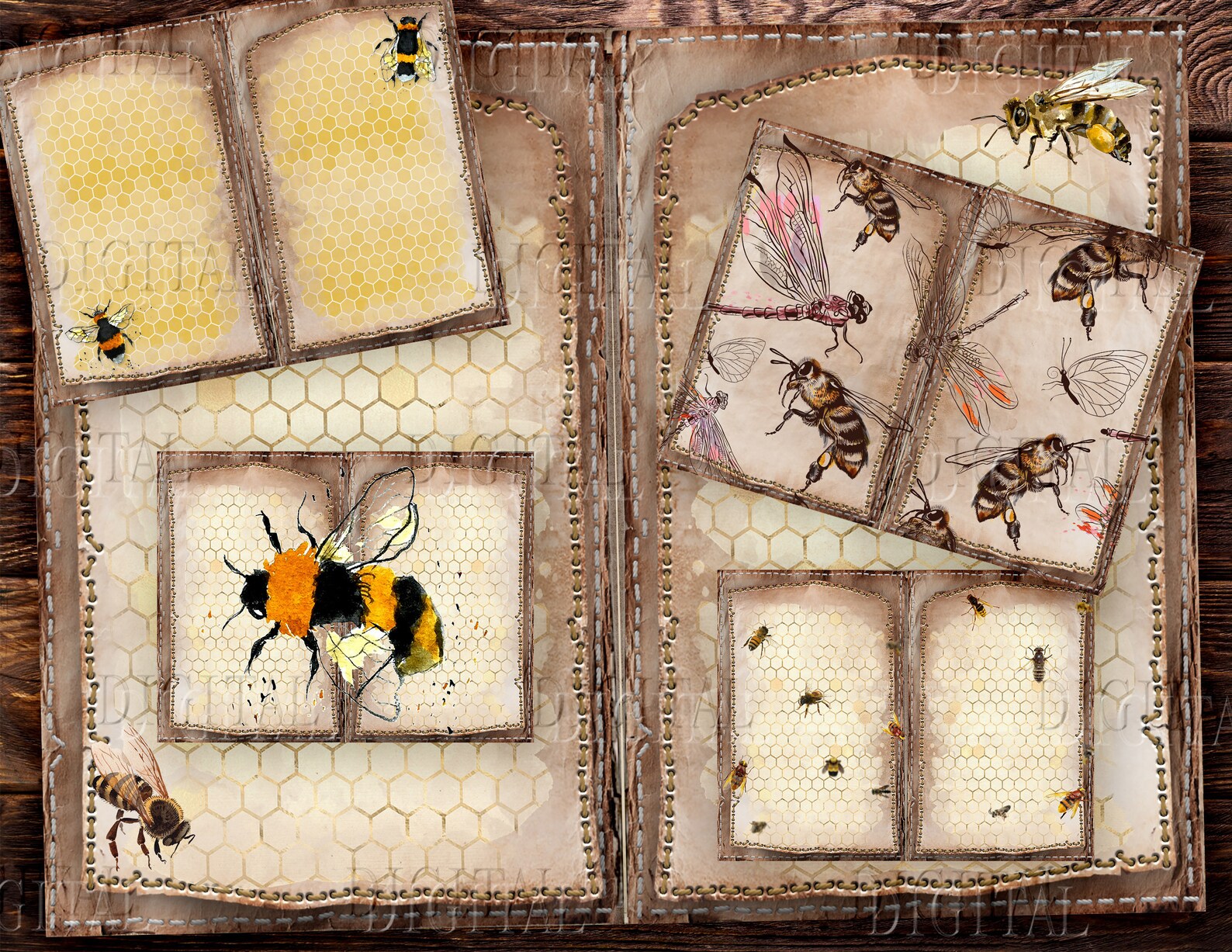 Honey Bees Junk Journal Printable Kit 10 Bumble Bee Vintage | Etsy