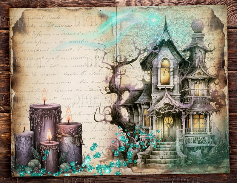 Halloween Digital Scrapbook Paper Kit, Spooky Collage Sheet, PDF - Etsy