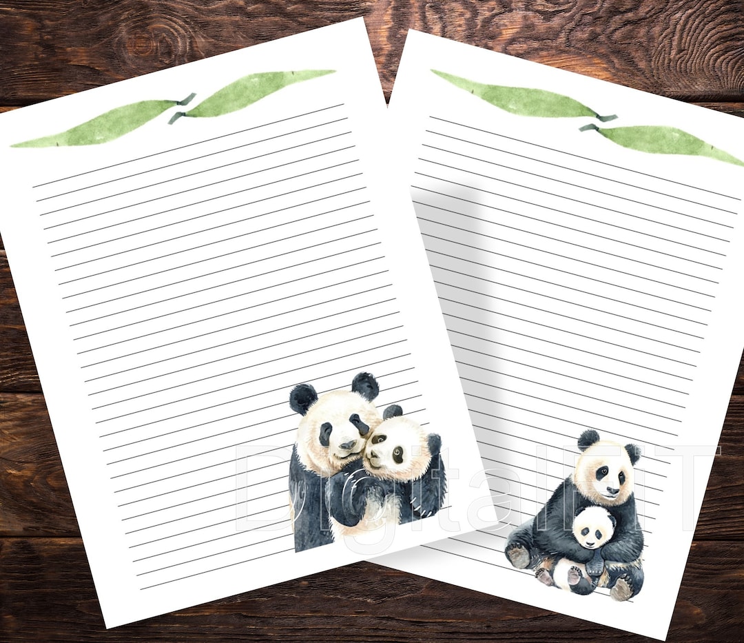 Panda Bear & Panda Baby Printable Digital Paper, Chinese Panda, 4 Pages ...