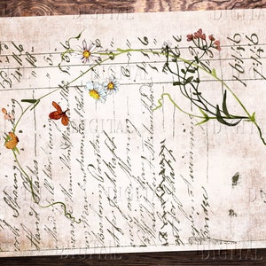Field Flowers Printable Ledger Paper 6 Junk Journal Pages & - Etsy