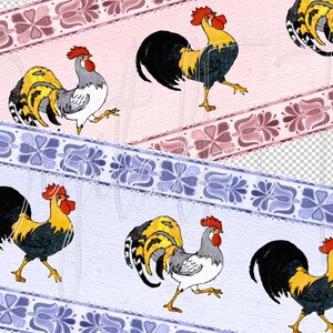 Digital Borders Clip Art rooster Hen Digital Ribbon Clipart instant ...