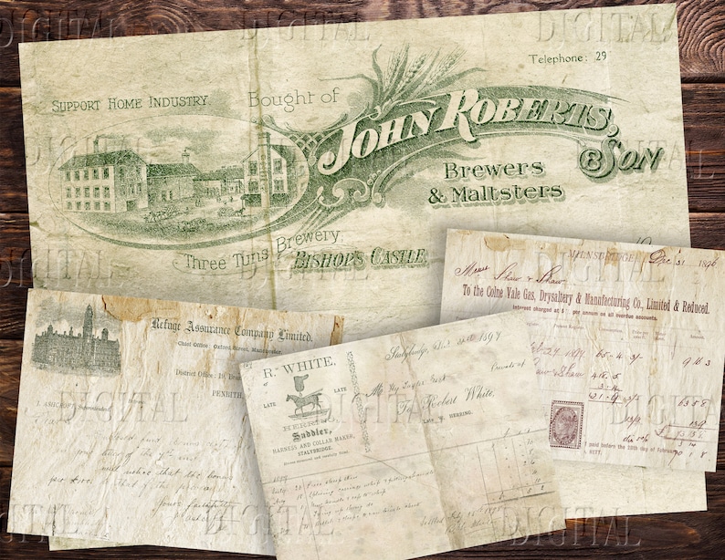Antique Receipts & Ledgers Vintage Paper Journal Backgrounds - Etsy