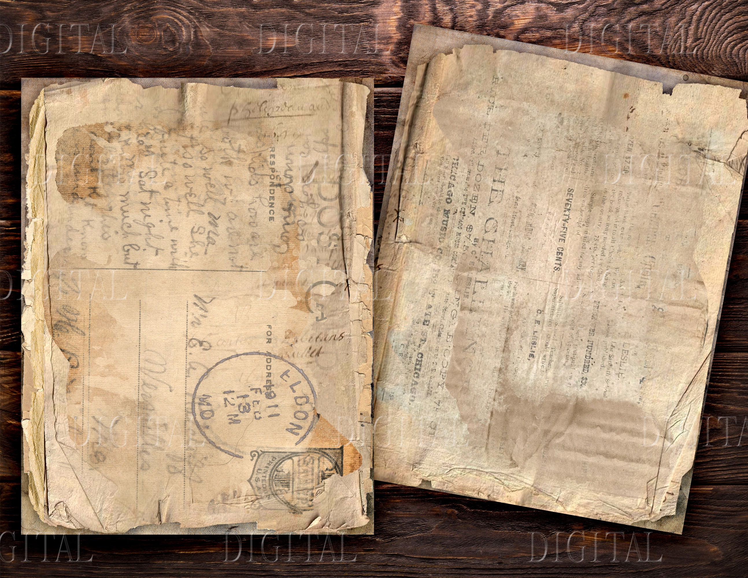 Distressed Aged Paper, 7 Antique Textures Pages, Vintage Background ...