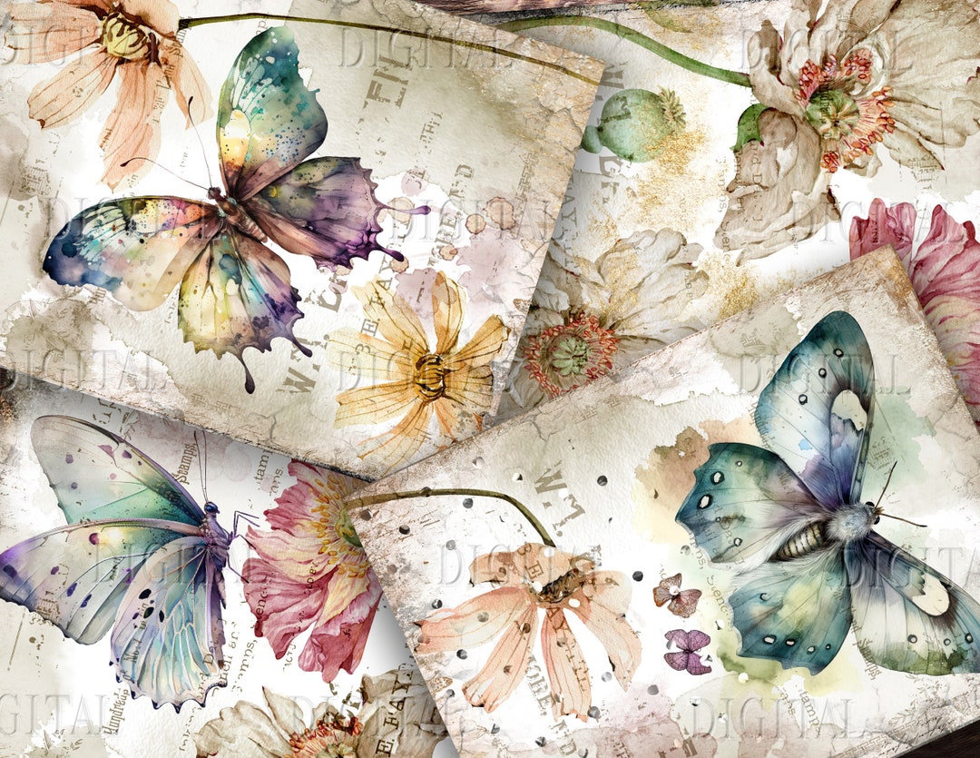 Butterfly Art Portrait Pages Butterflies Digital Paper - Etsy