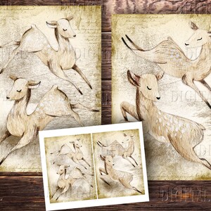 Deer Spirit Animal Ephemera, 10 Deer Printable Junk Journal Cards, Baby ...