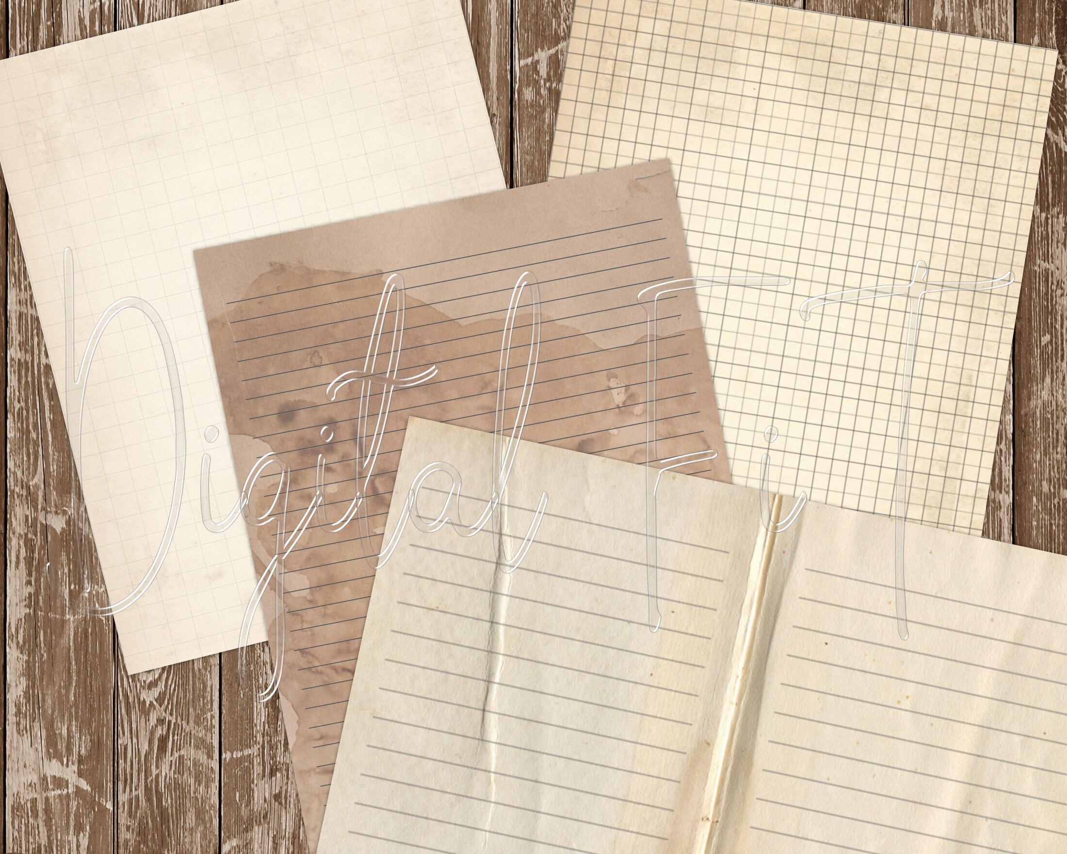 Grunge Lined & Graph Paper: Junk Journal Printable (PDF) - Etsy