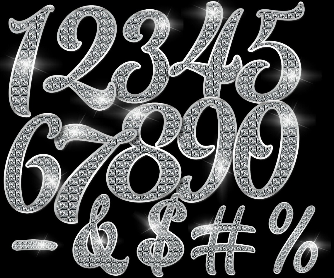 Sparkle Diamond Numbers Clipart Gem Numbers Clip Art Instant - Etsy UK
