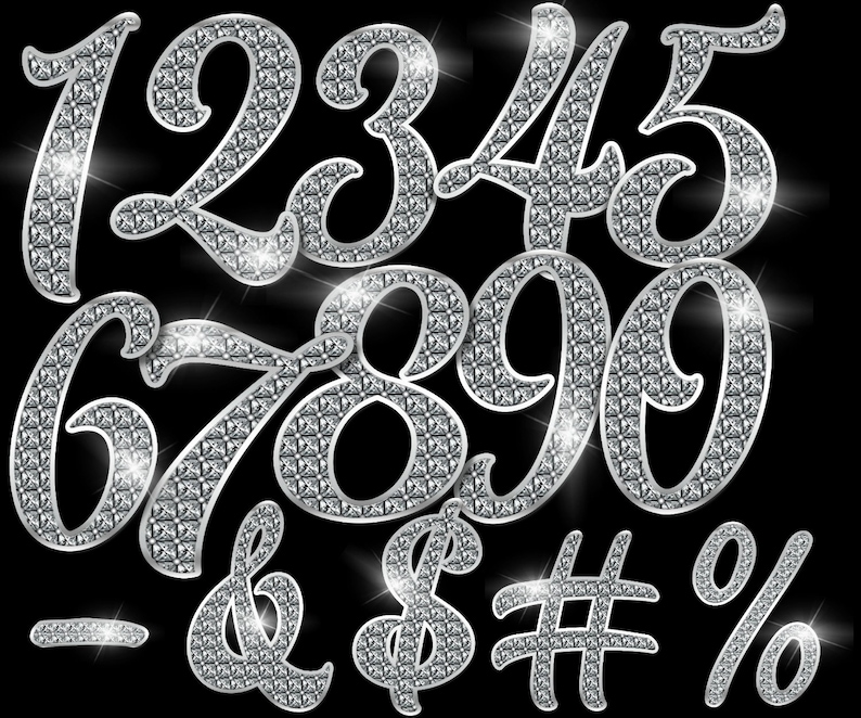 Sparkle Diamond Numbers Clipart Gem Numbers Clip Art Instant Download ...