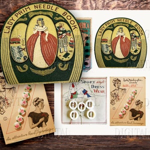Vintage Button Printable Cards, Digital Buttons Collage, PDF, Set 3 - Etsy
