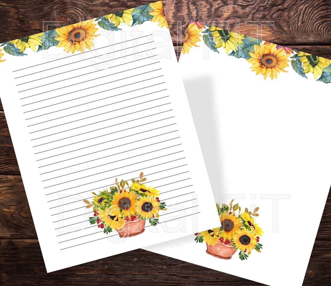 Sunflower Printable Digital Paper, 4 Pages, 8.5x11, JPG, PDF - Etsy