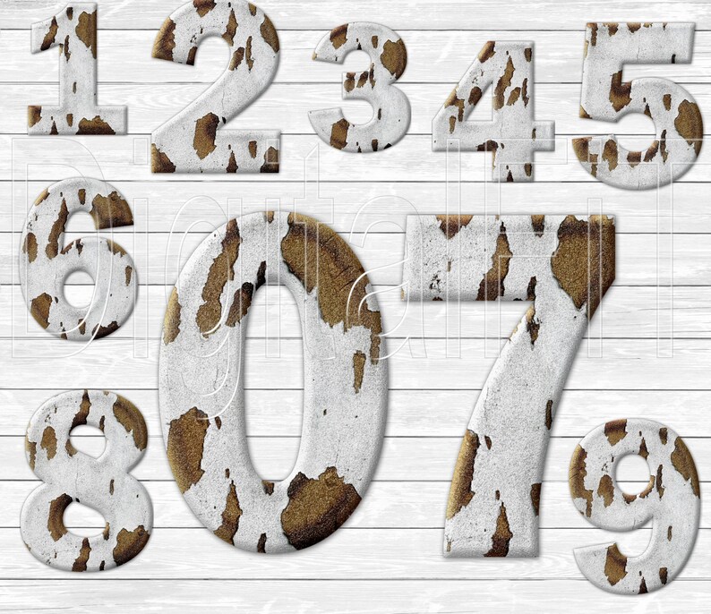 Distressed Numbers Peeling Wood Grunge Digital Numbers | Etsy