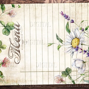 Field Flowers Printable Ledger Paper, 6 Junk Journal Pages & Ledger ...