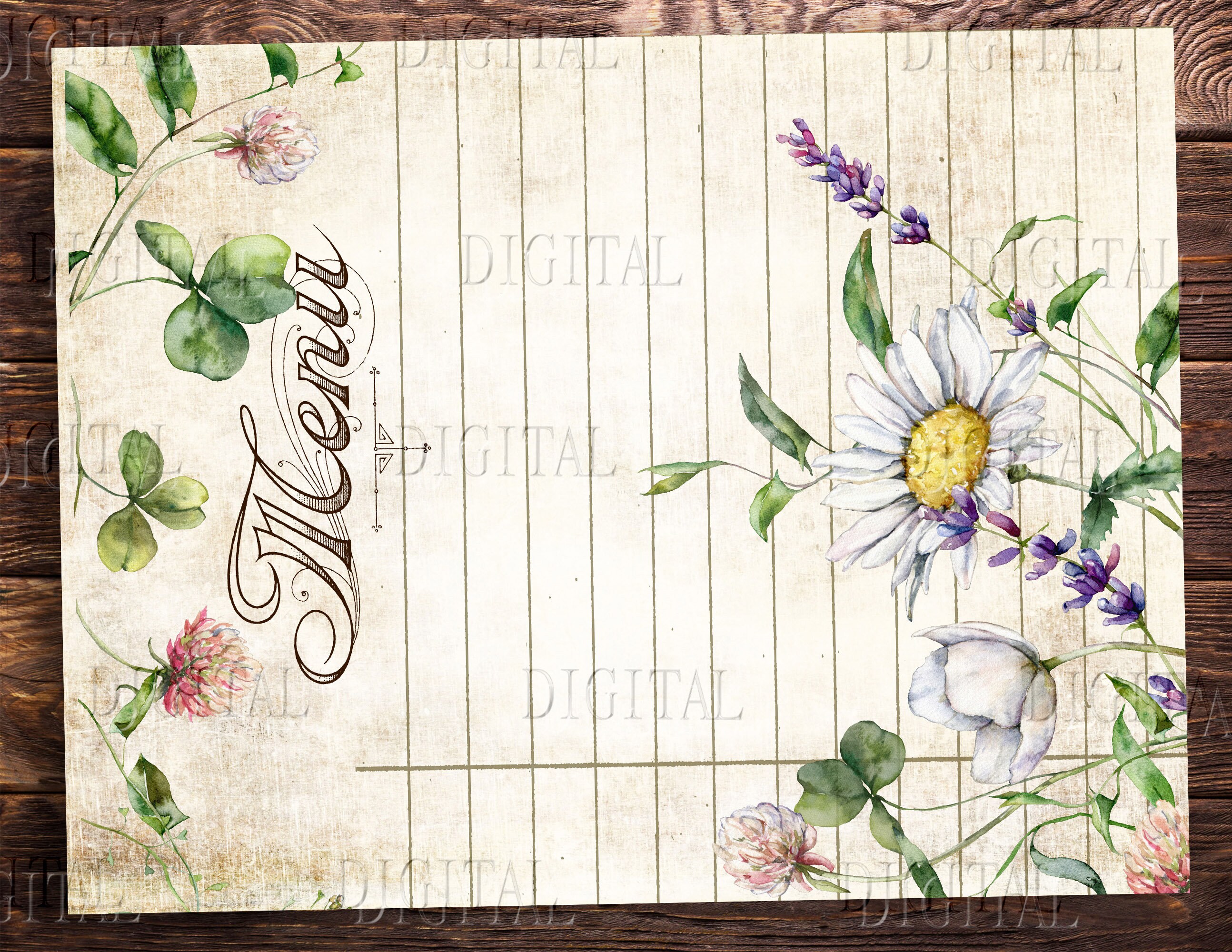 Field Flowers Printable Ledger Paper, 6 Junk Journal Pages & Ledger ...