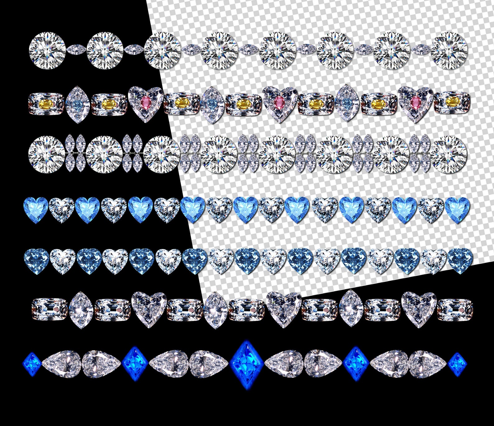 Glam Diamond Borders, Crystal Sparkle Clipart, Jewelry Digital Gems ...