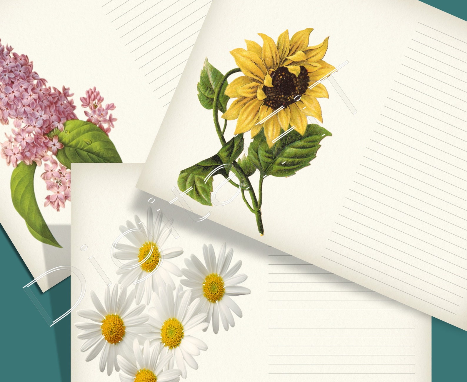 Printable Journal Pages Botanical Writing Paper Lined - Etsy
