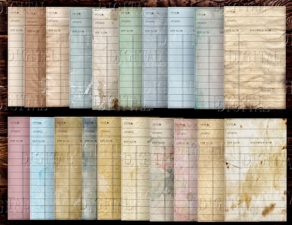 Aged Printable Library Cards 20 Old Shabby Cards Vintage Art - Etsy